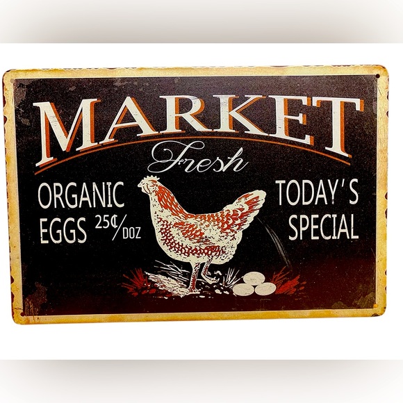 Wall Decor | New French Country Market Fresh Organic Eggs Country Tin ...